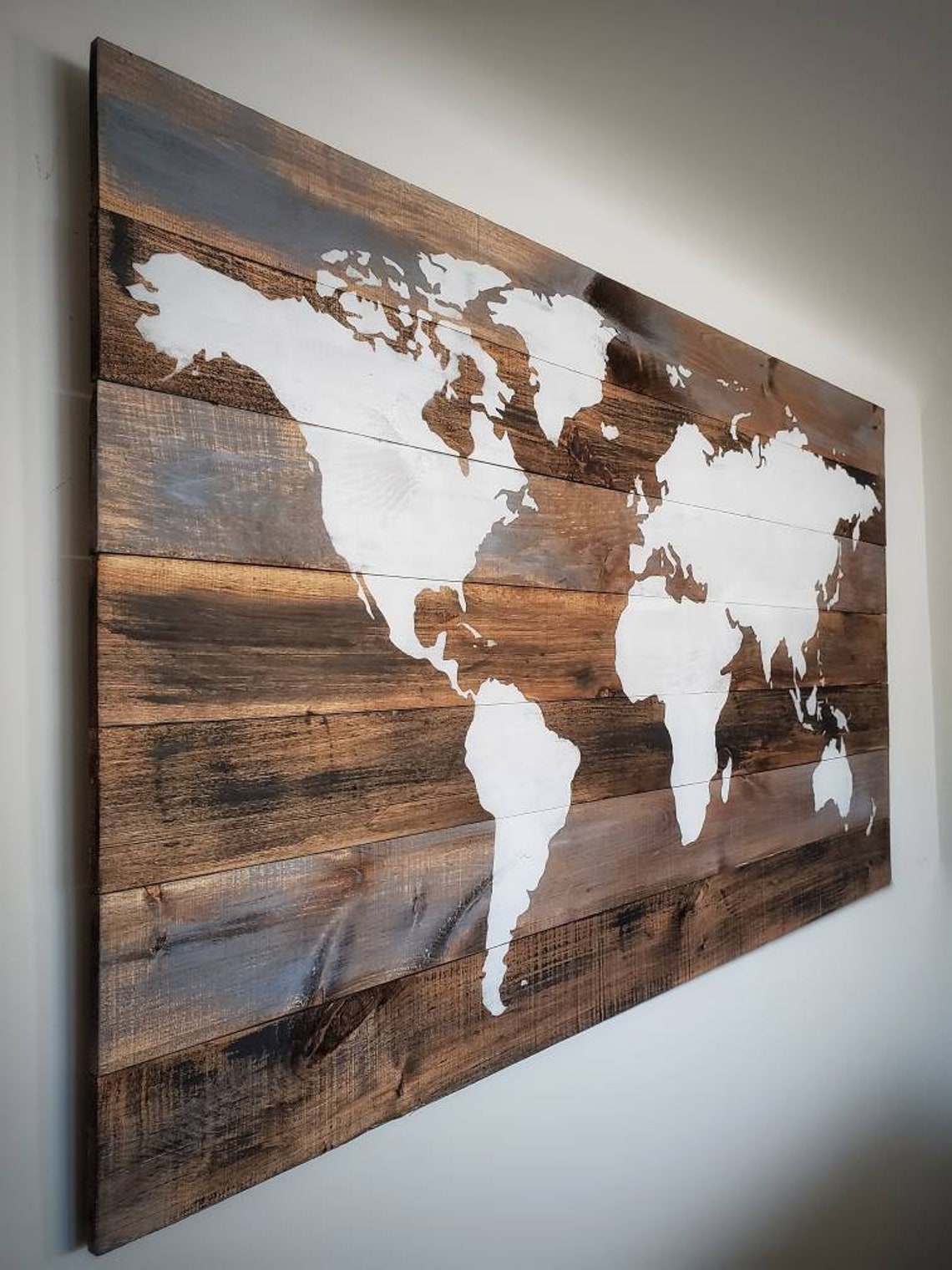 Industrial 1.0 Rustic Wood Map World Map on Wood Wood Map - Etsy Canada