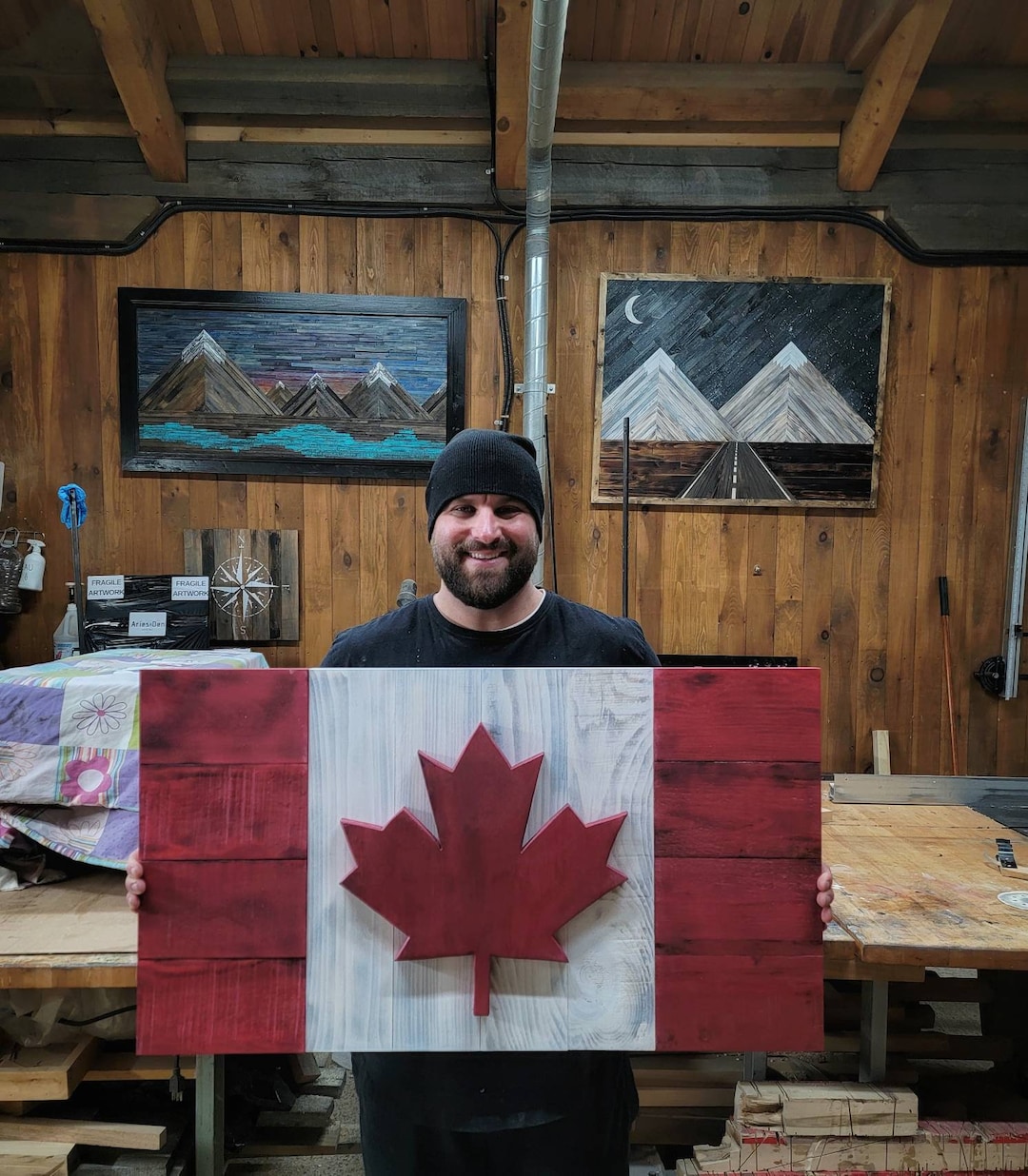 Handcrafted Wooden Canadian Flag | Flag of Canada | Canadian Wood Flag ...