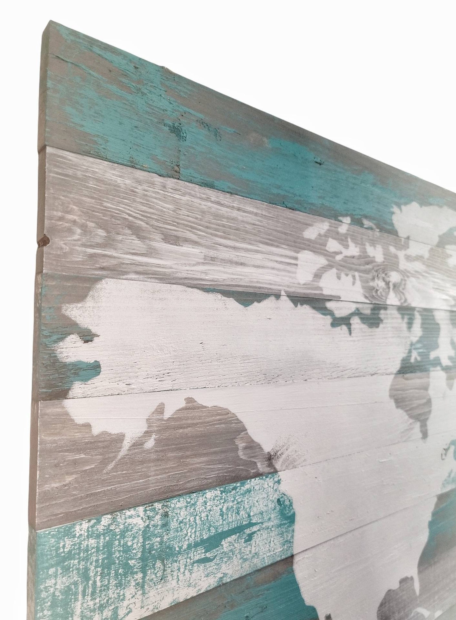 Nautical Wood Map | World Map on Wood | Compass | Travel Quote | Shabby ...