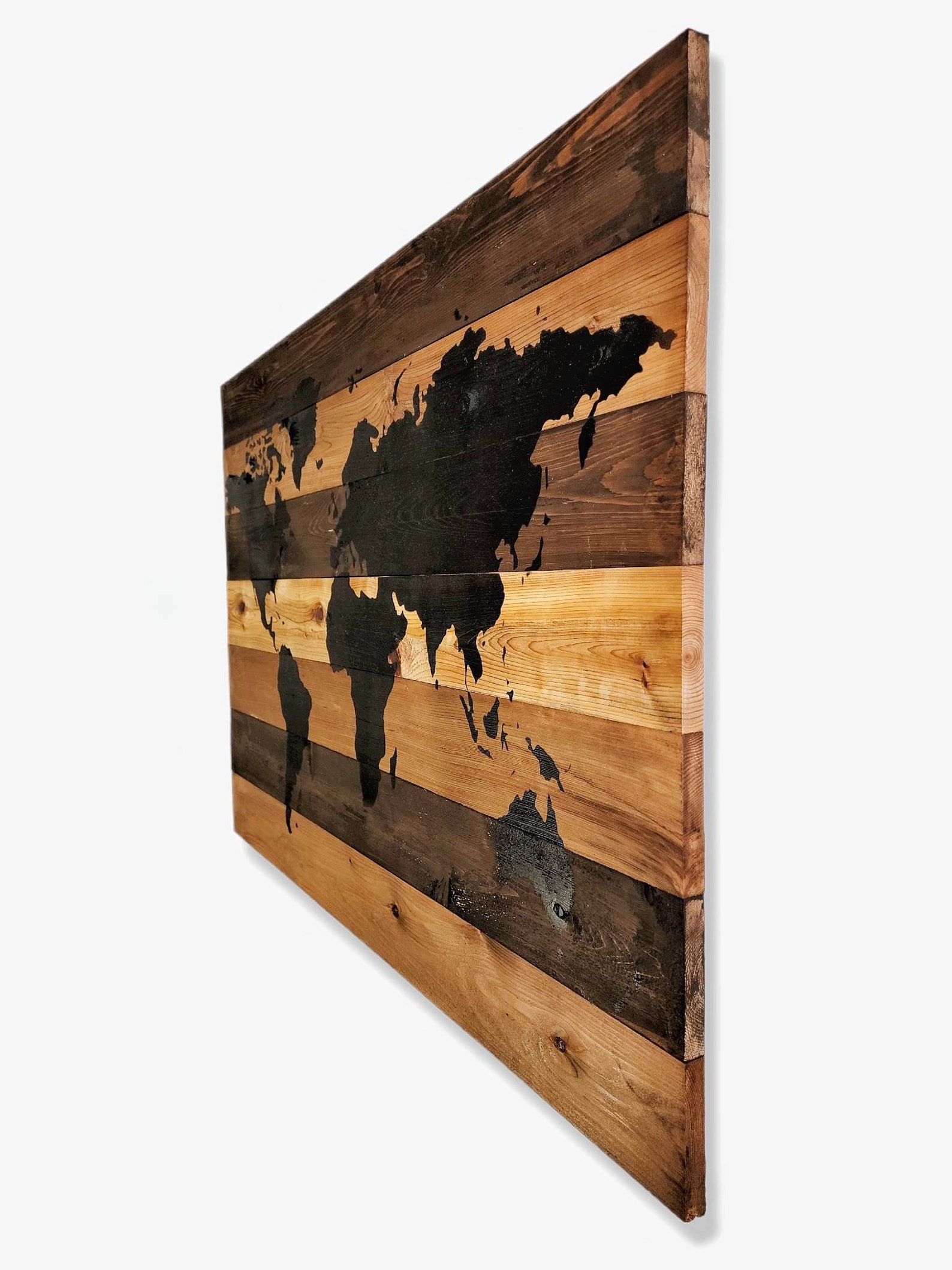 Wooden Map Rustic Travel Art World Map Painting - Etsy Canada