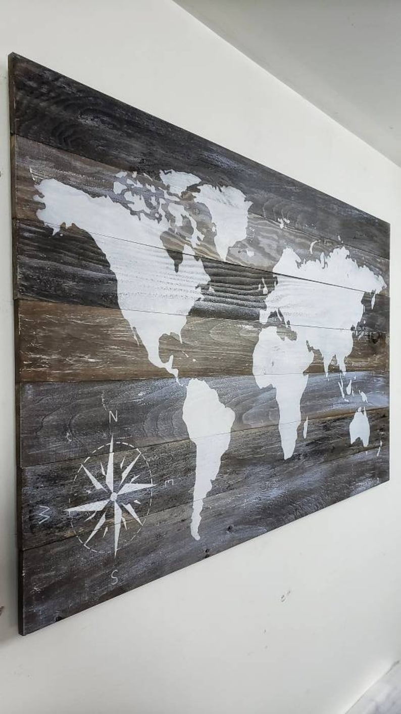 Industrial 2.0 Rustic Wood Map | World Map on Wood | Wood Map | Travel ...