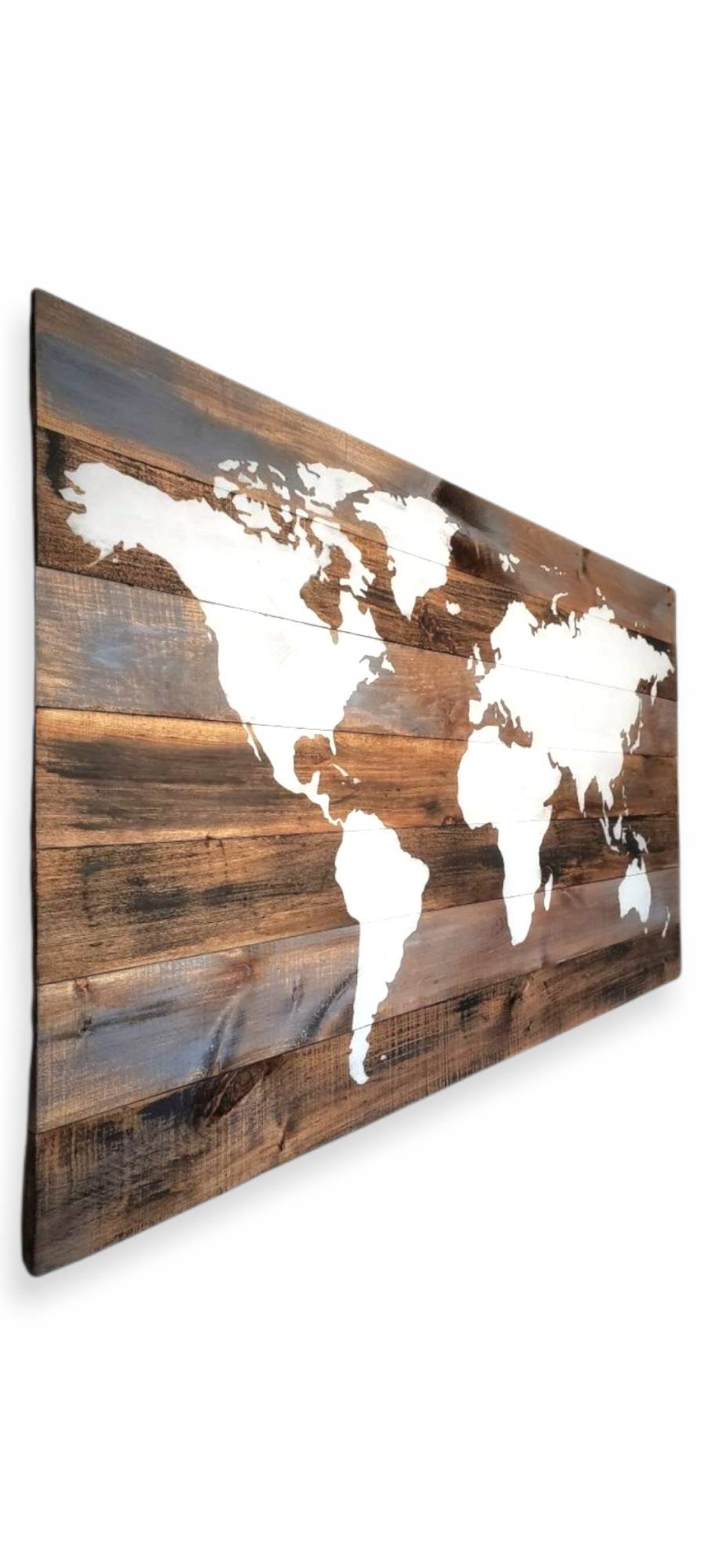 Industrial 1.0 Rustic Wood Map World Map on Wood Wood Map - Etsy Canada