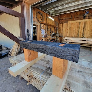 Serenity Bench | Shou Sugi Ban | Timber Frame | Hand Hewn | Mortise & Tenon | Burned Wood | Beam ...