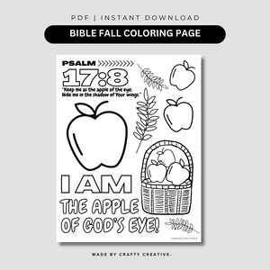 Sunday School, Bible Fall Apple Coloring Page, Printable Bible Verses ...