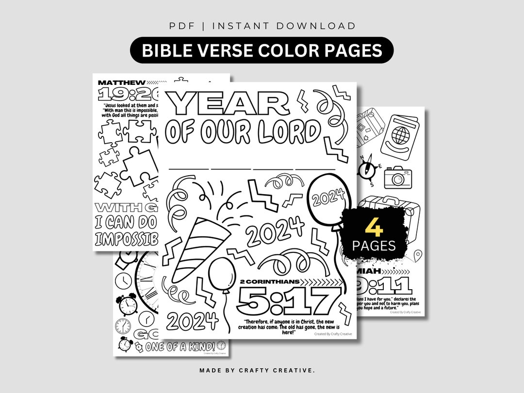 Kids Church, Happy New Year 2024 Coloring Pack, Printable, Kids Bible ...
