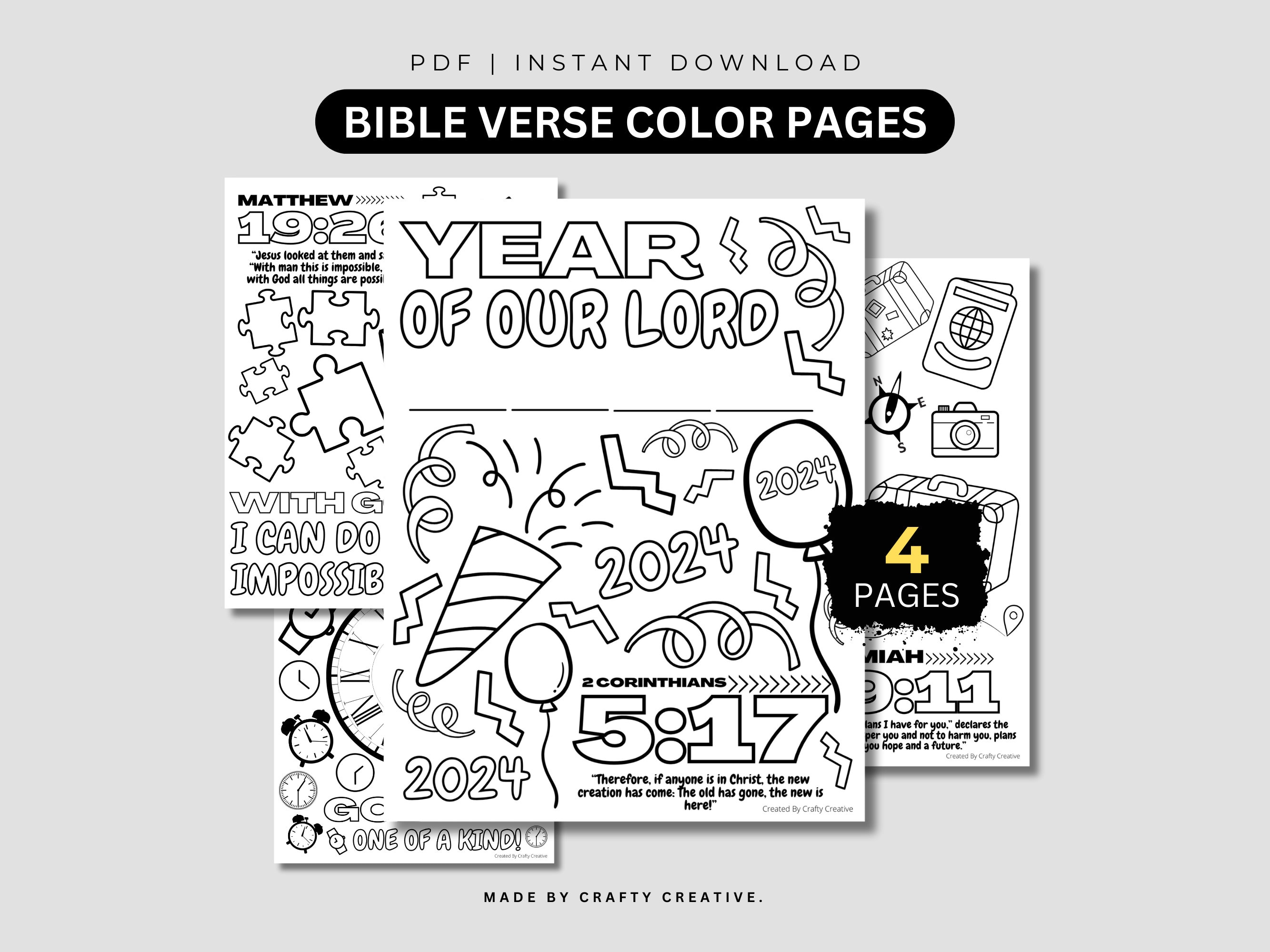 Kids Church, Happy New Year 2024 Coloring Pack, Printable, Kids Bible ...