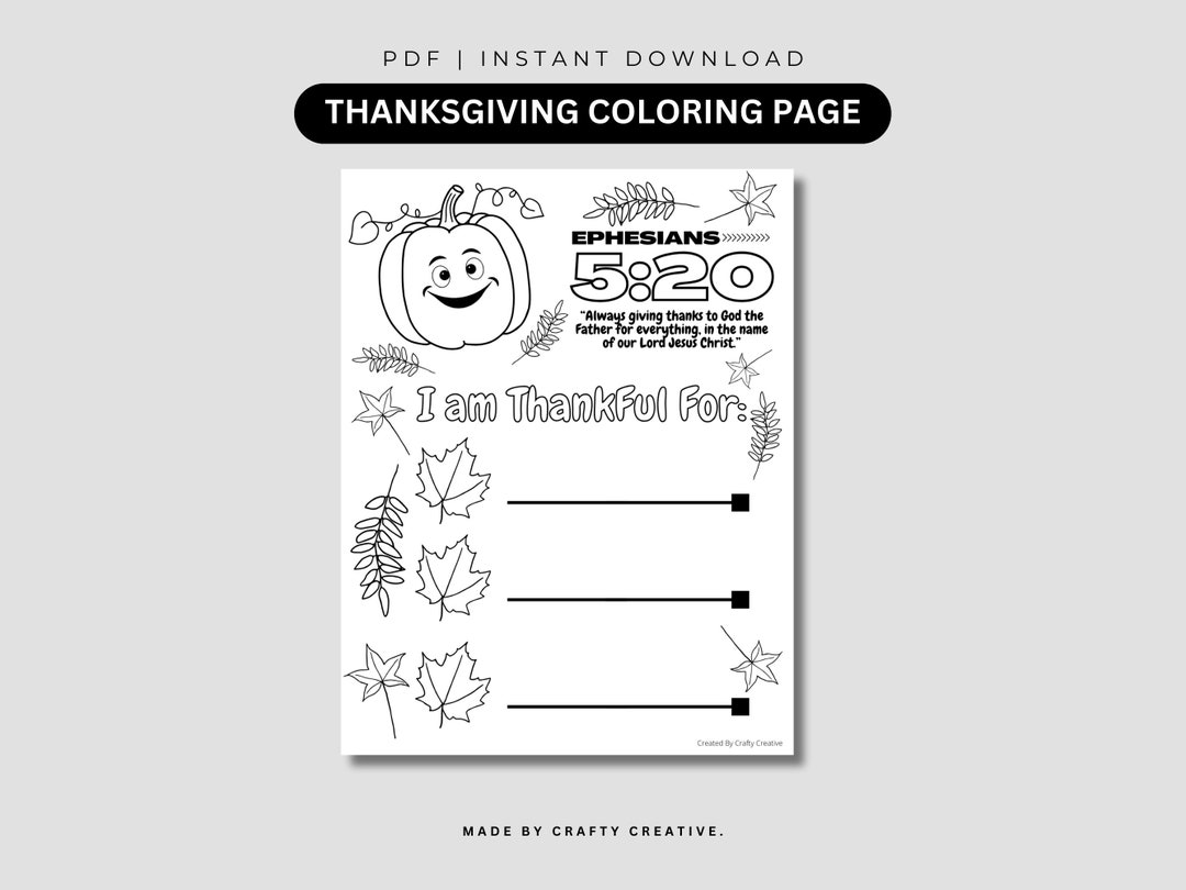 Thanksgiving Coloring Page: Bible Verse Activity (PDF Download) - Etsy