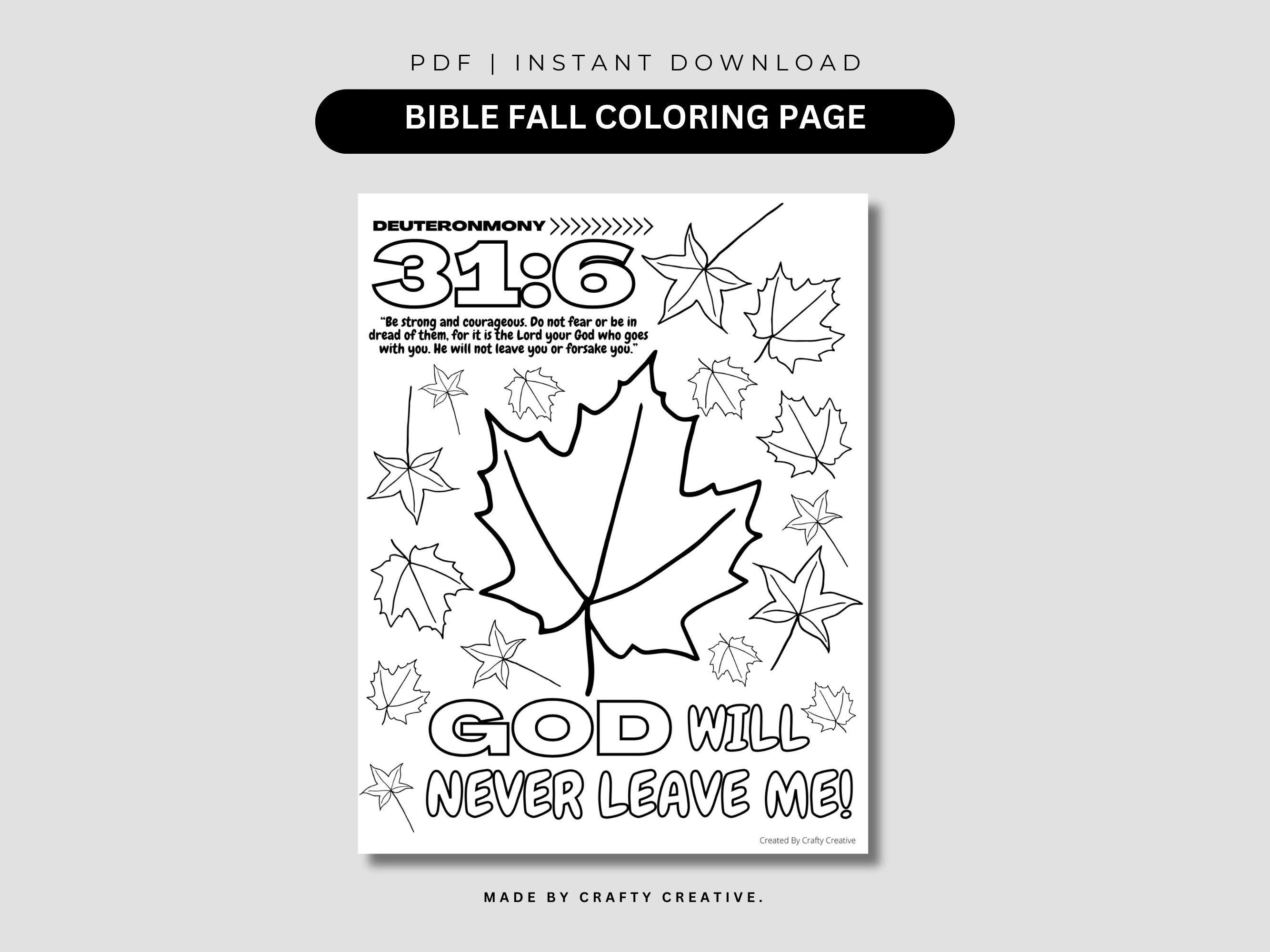 Kids Church, Bible Fall Leaves Coloring Page, Printable Bible Verse ...