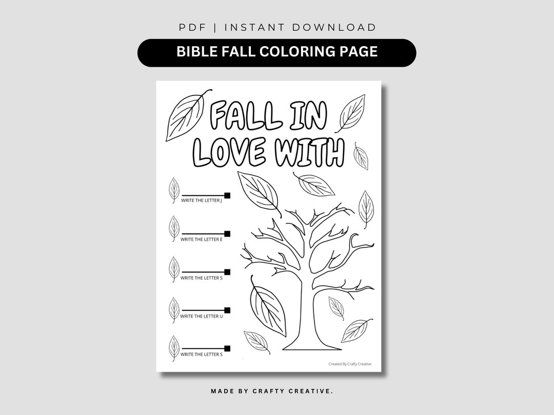 Kids Church Bible Fall Coloring Worksheet Printable Kids - Etsy