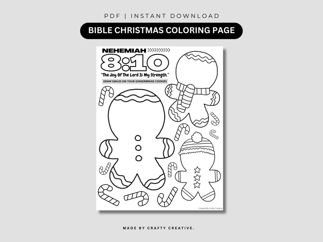 Kids Church, Christmas Gingerbread Coloring Page, Printable Bible Verse ...