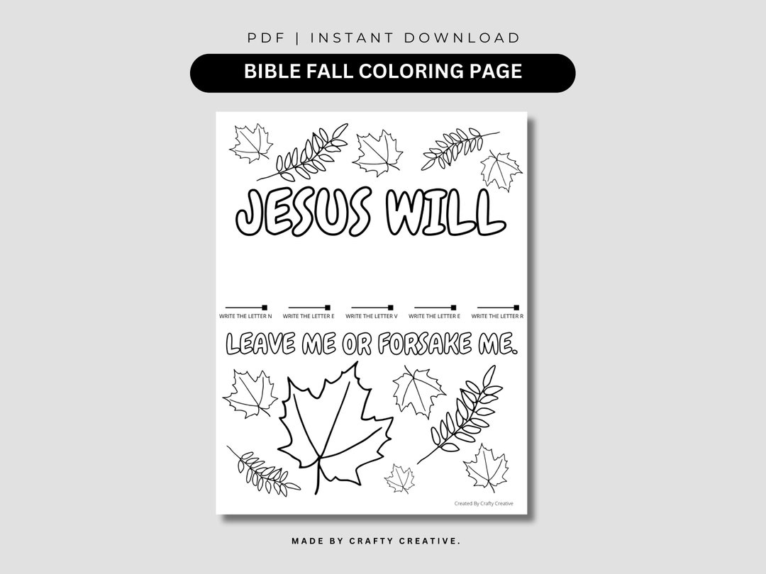 Fall Bible Verse Coloring Worksheet: Kids Christian Activity (PDF) - Etsy