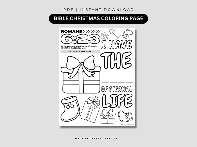 Christmas Bible Verse Coloring Page: Kids Christian Activity (PDF ...