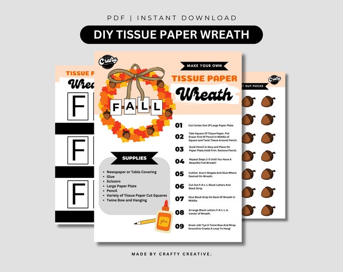 Fall Wreath Craft Kit--cardstock Paper Craft for Kids - Fall Crafts ...