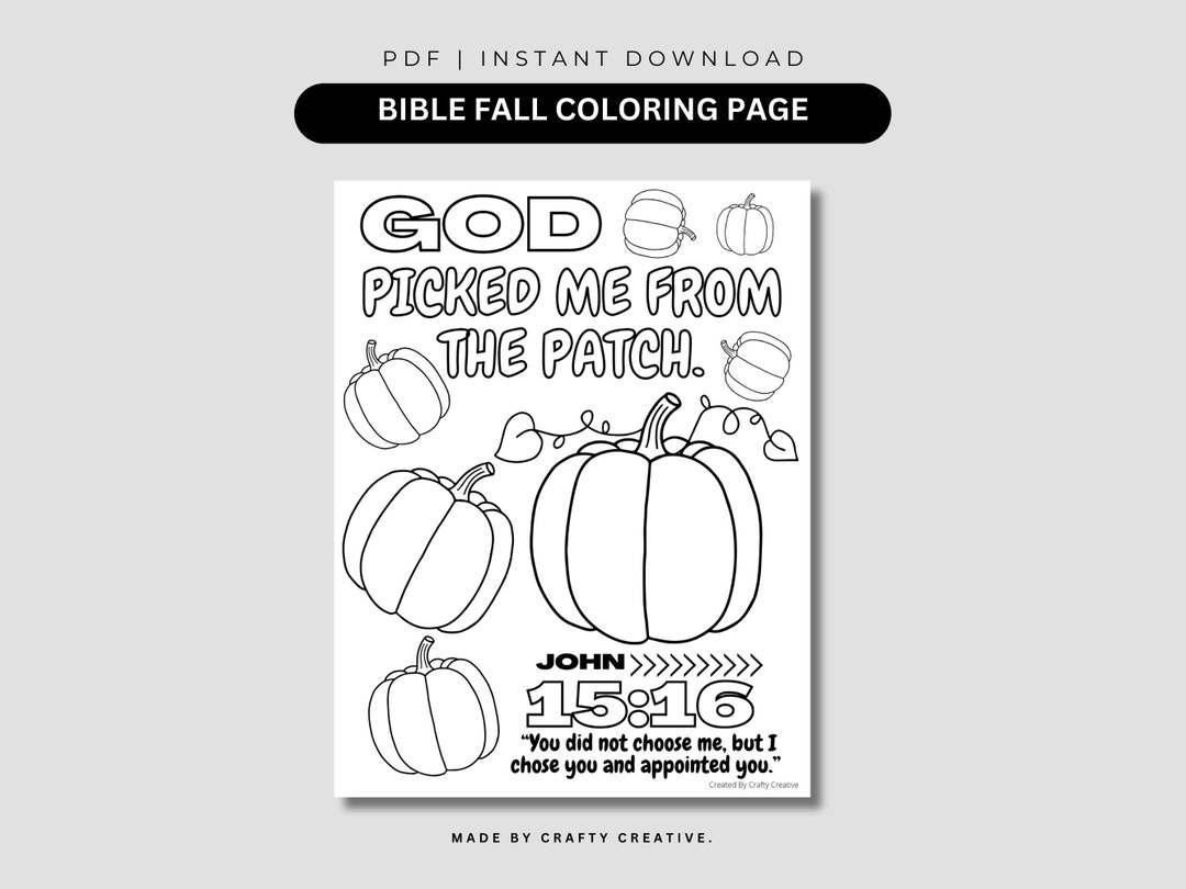 Kids Church, Bible Fall Pumpkin Coloring Page, Printable Bible Verse ...