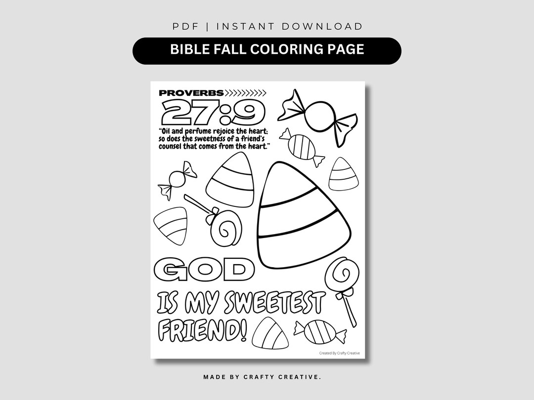Kids Church, Bible Fall Candy Corn Coloring Page, Printable Bible Verse ...