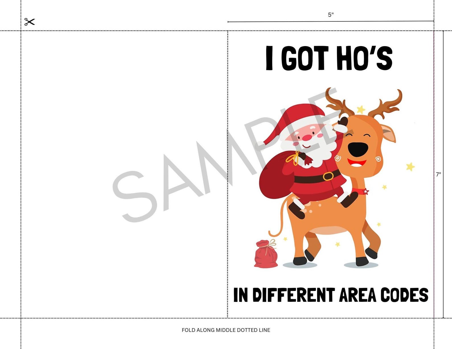 Printable Funny Christmas Card – I Got Ho's in Different Area Codes ...