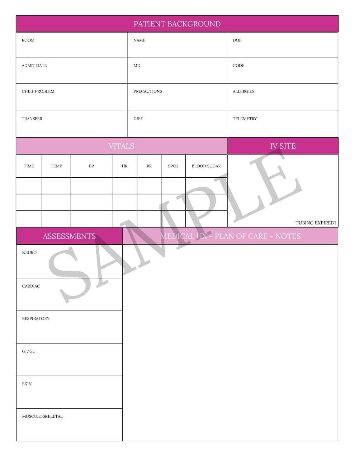 Nurse Report Sheet - Nursing Shift SBAR Hand-off Report Printable ...