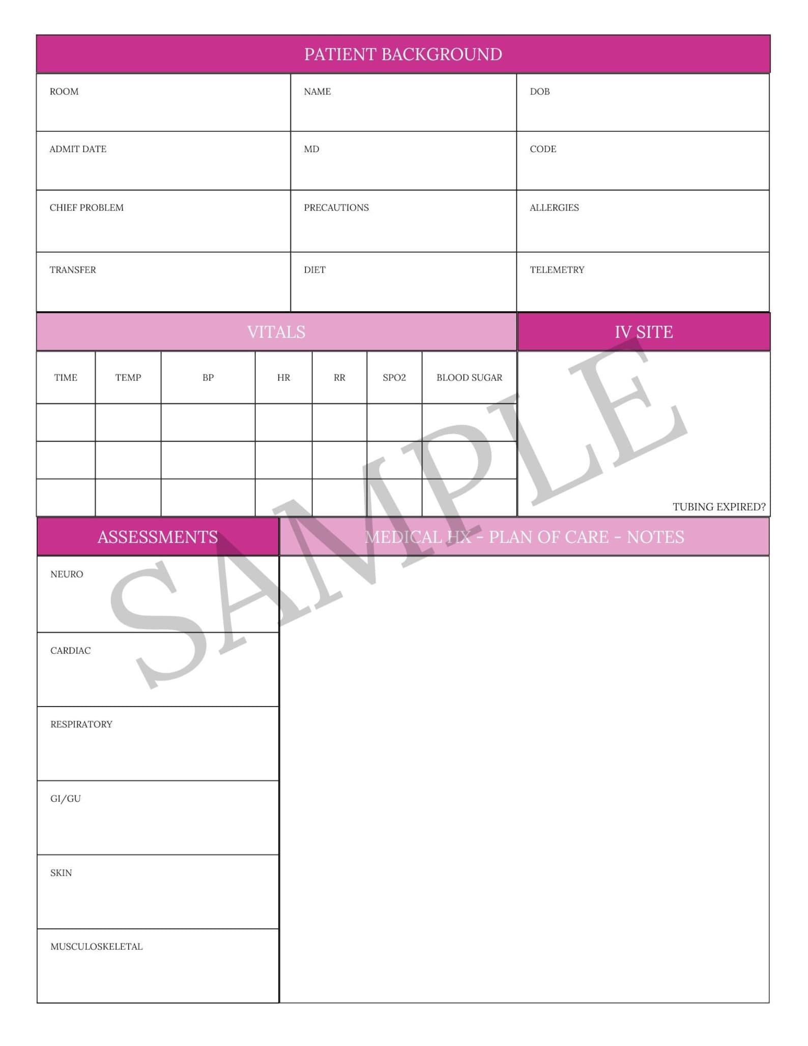 Nurse Report Sheet - Nursing Shift SBAR Hand-off Report Printable ...