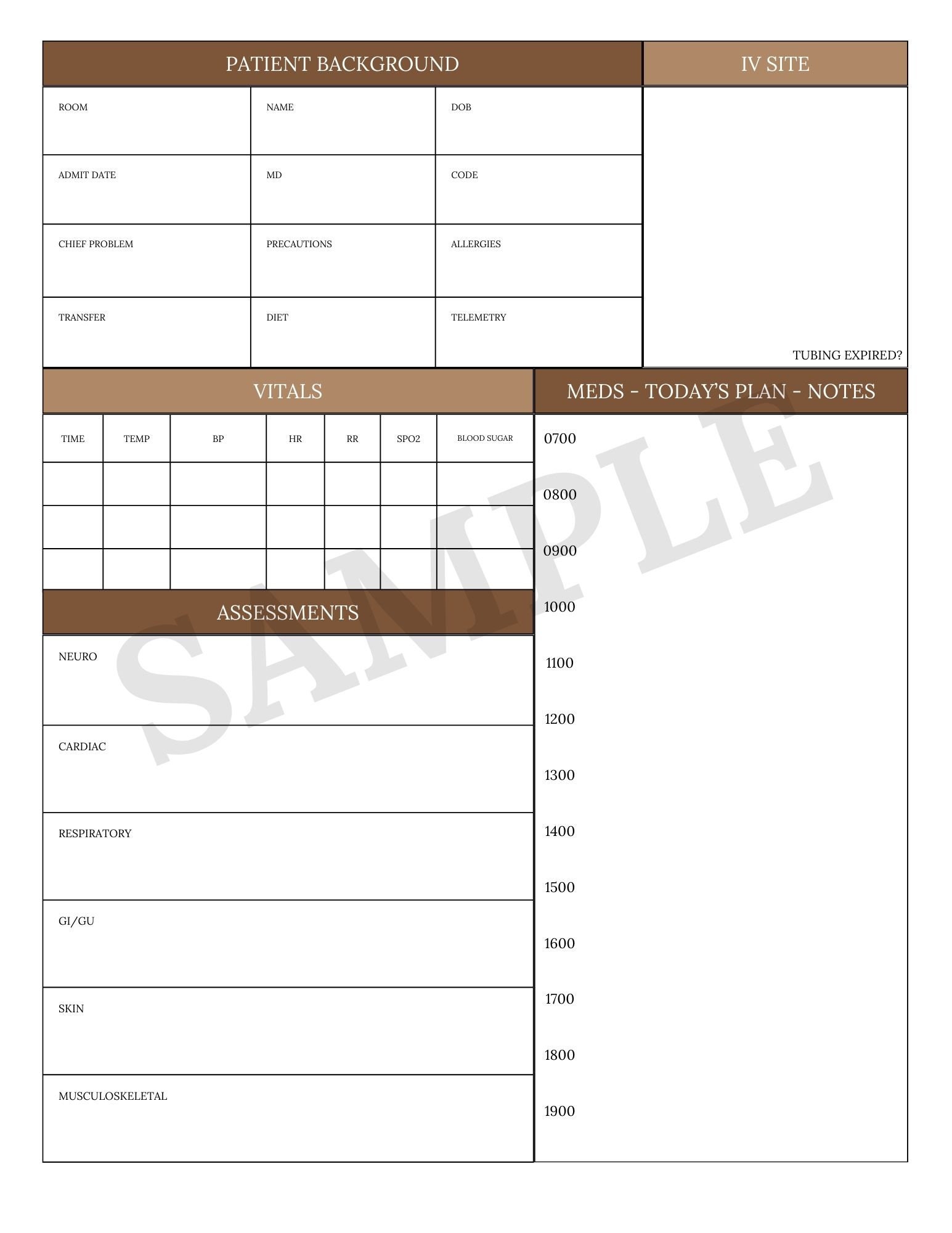Nurse Report Sheet - Nursing Shift SBAR Hand-off Report Printable ...