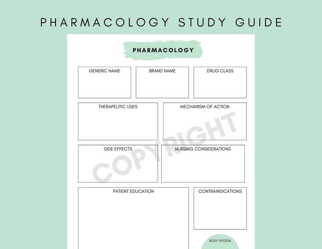 Nursing Student Pharmacology Notes Fillable Pharmacology Medication ...