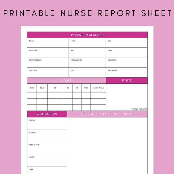 Hand off Report Sheet - Etsy