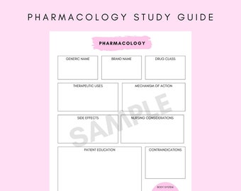 Nursing Student Pharmacology Notes Fillable Pharmacology Medication ...