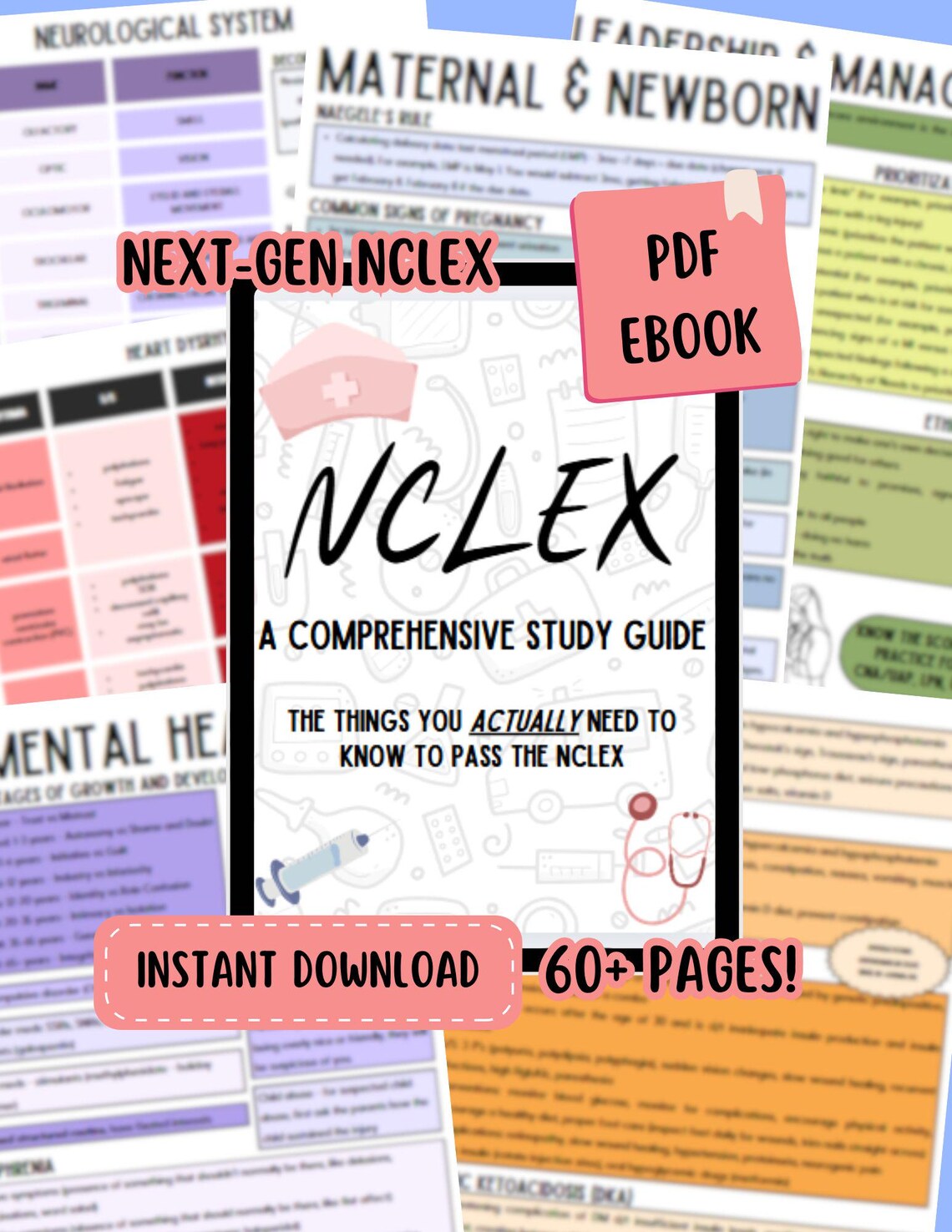NCLEX Study Guide Notes - Digital Printable - Complete Notebook ...