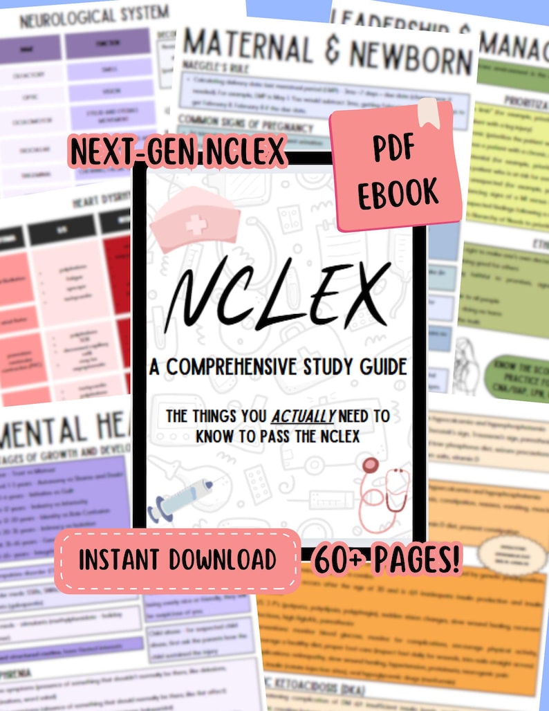 NCLEX Study Guide Notes - Digital Printable - Complete Notebook ...