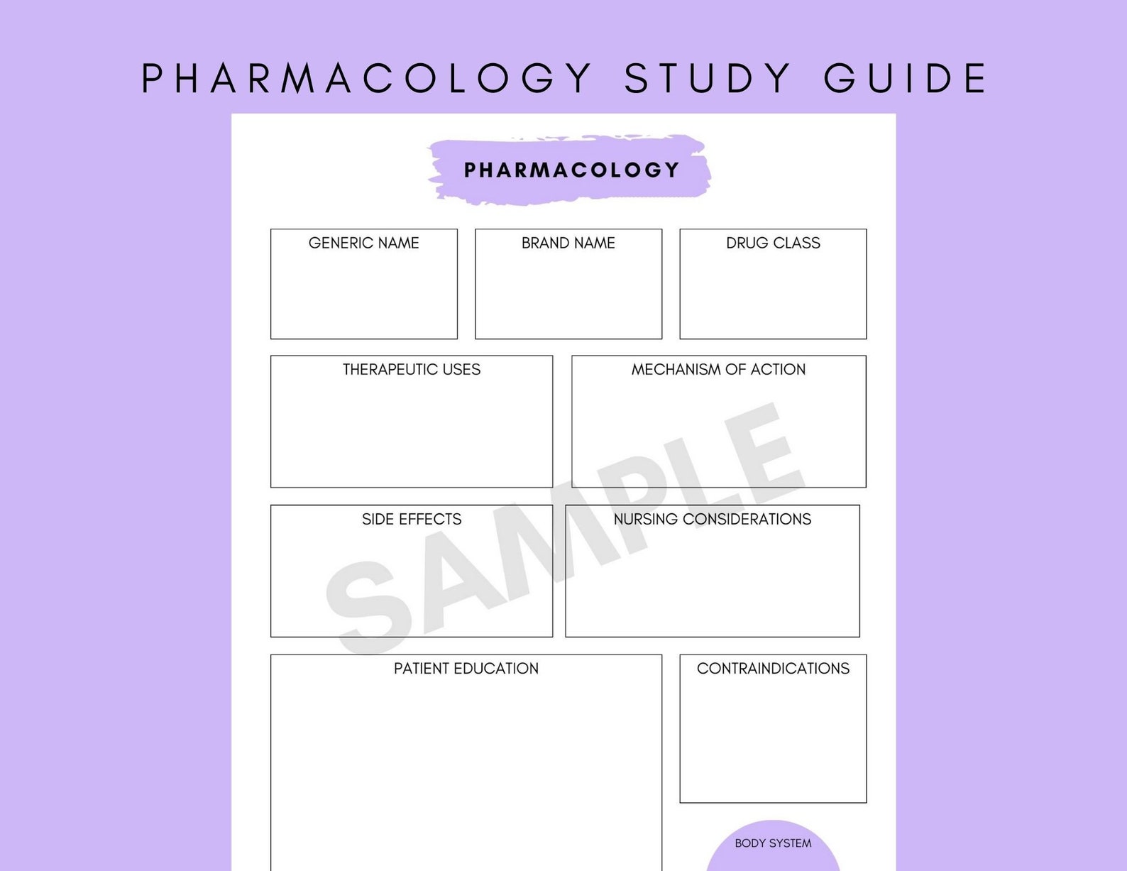Nursing Student Pharmacology Notes Fillable Pharmacology Medication ...