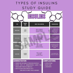Printable Nursing Student Insulin Types Study Guide – School Notes ...
