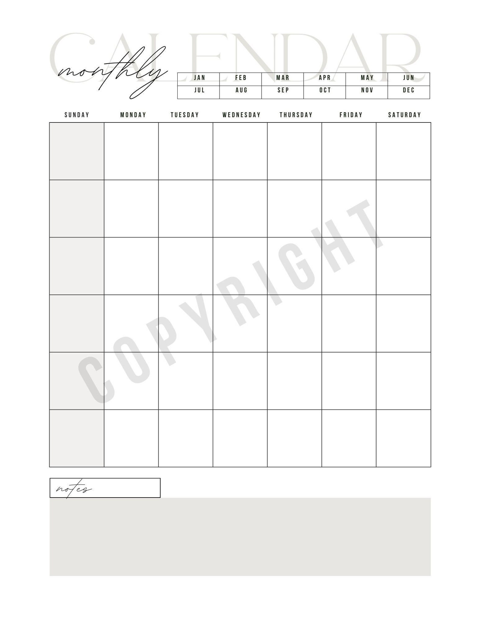 Digital Monthly Daily Planner Schedule Printable Template - Undated ...