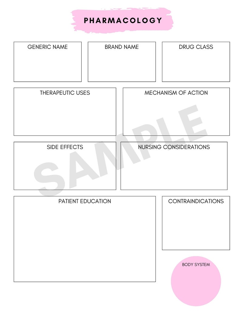 Nursing Student Pharmacology Notes – Fillable Pharmacology Medication ...