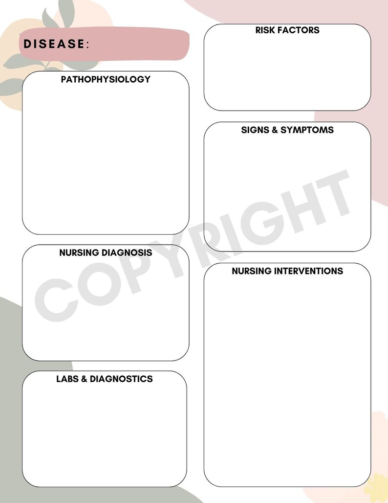 Nursing Student Pathophysiology Notes – Nursing School Notes – Fillable ...