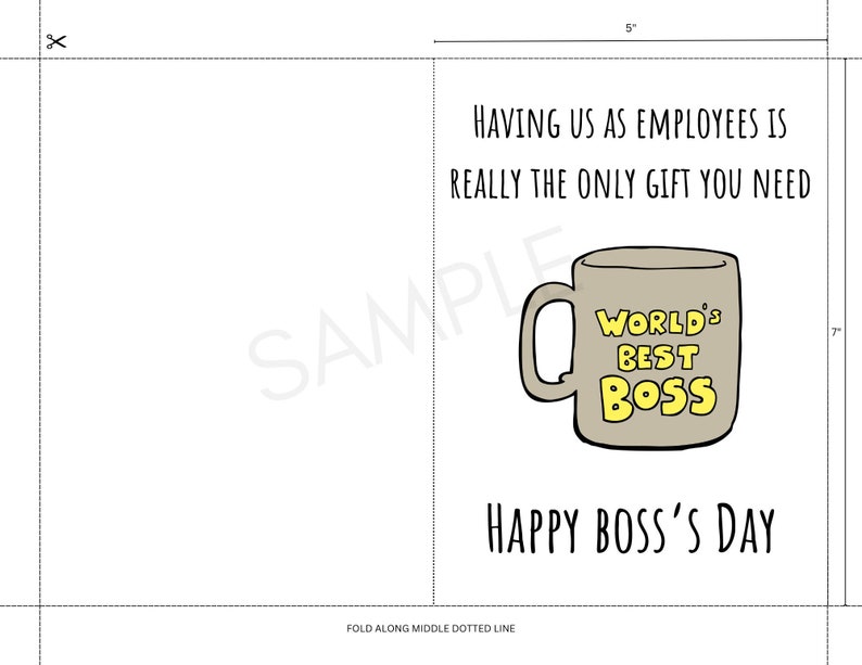 Printable Funny Happy Boss's Day Card Gift for Boss or Supervisor at ...