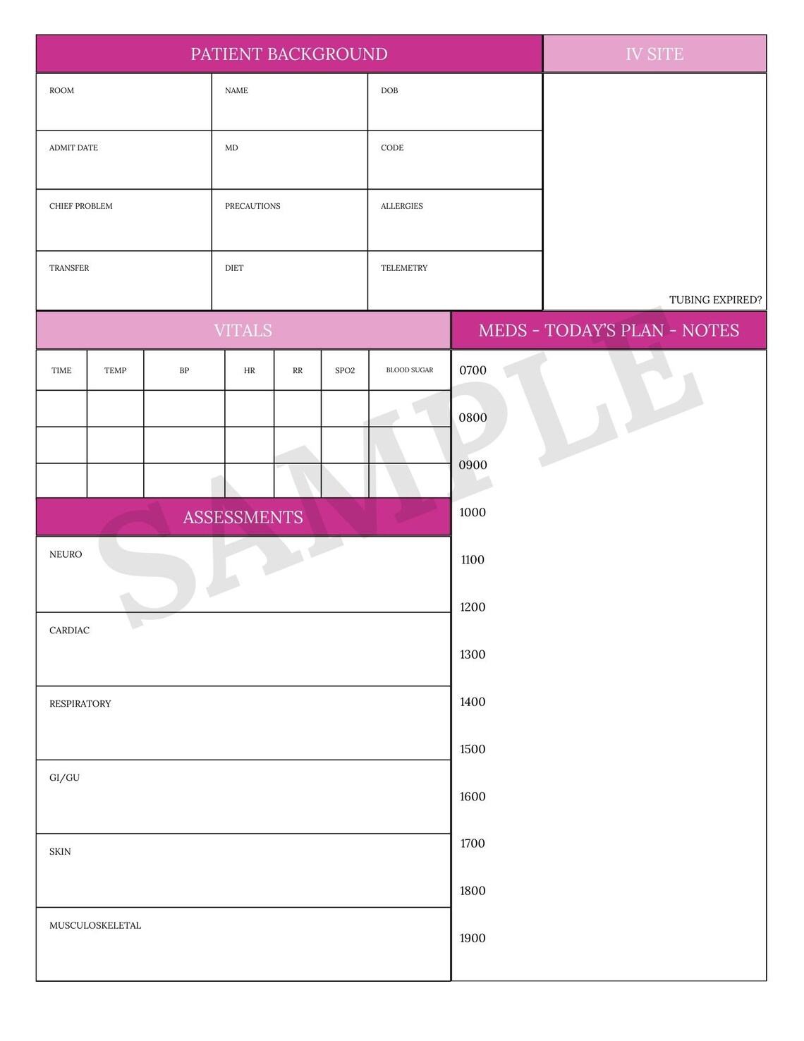 Nurse Report Sheet - Nursing Shift SBAR Hand-off Report Printable ...