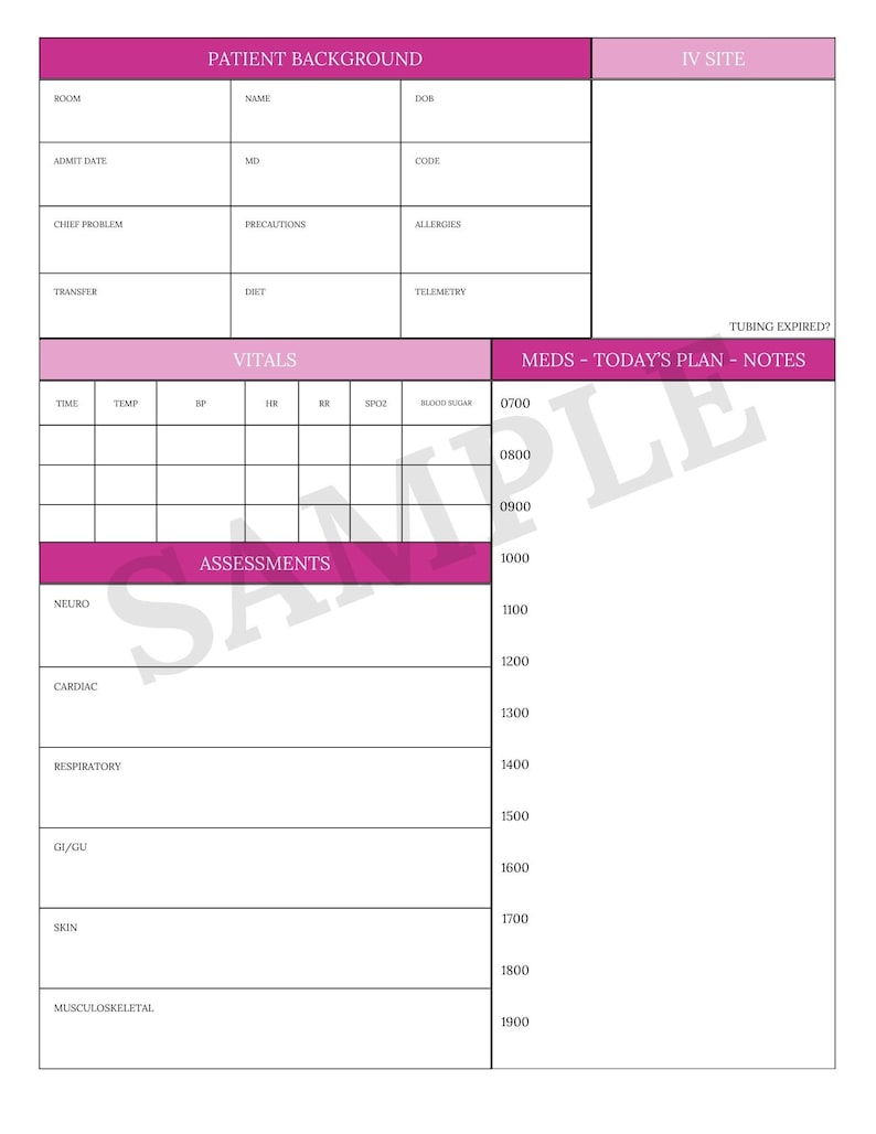 Nurse Report Sheet - Nursing Shift SBAR Hand-off Report Printable ...