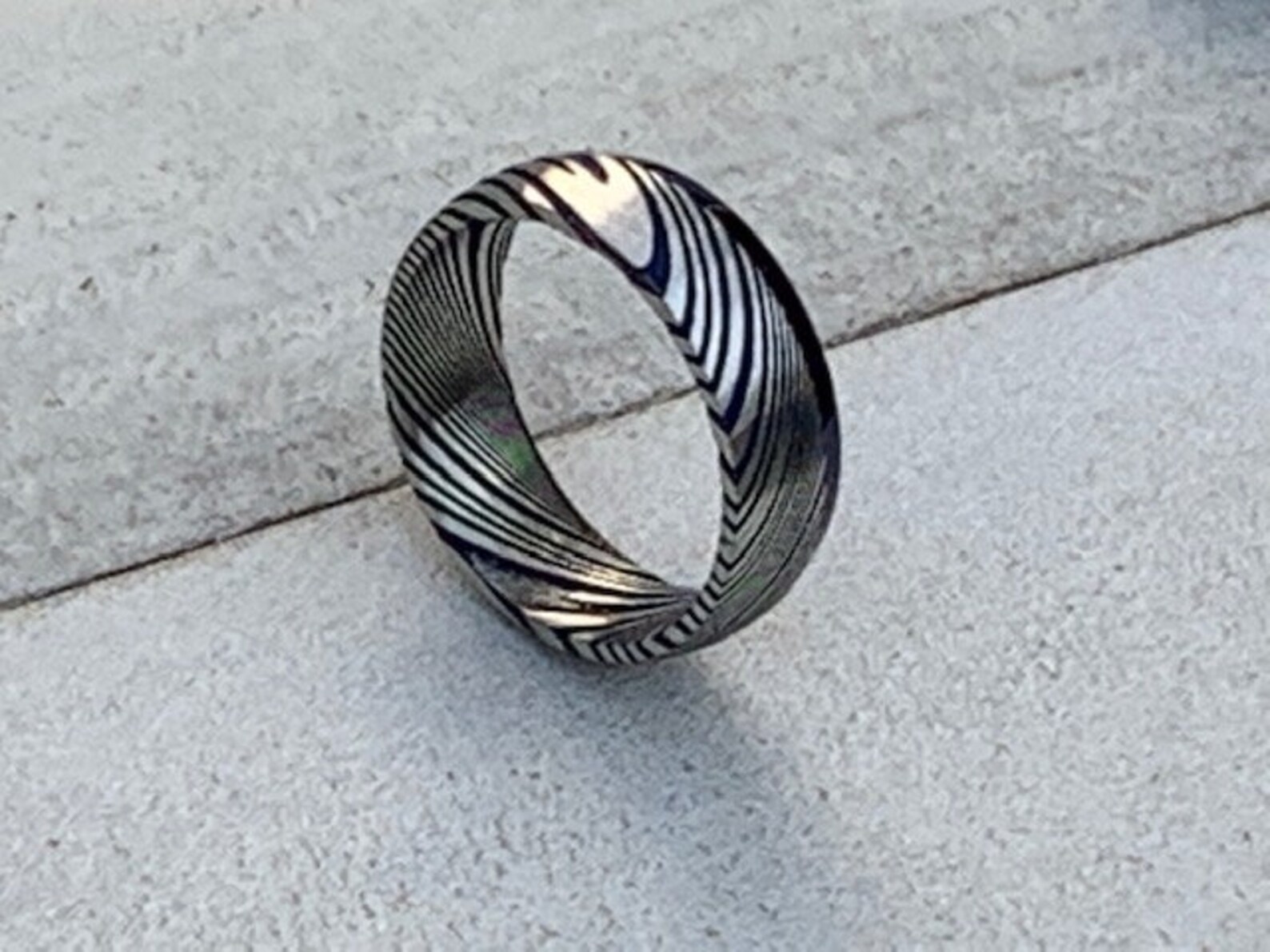 ICE BLUE Damascus Steel Cobalt Blue 8mm Men's Wedding - Etsy