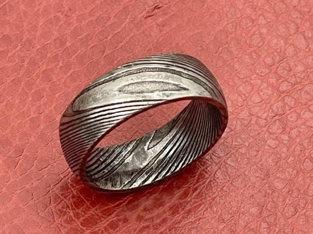 RUSTIC Handmade Damas Steel Mens Ring 8mm width Men Bands Best Rustic ...