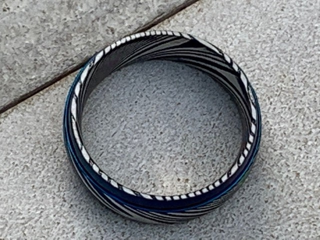 ICE BLUE Damascus Steel Cobalt Blue 8mm Men's Wedding - Etsy