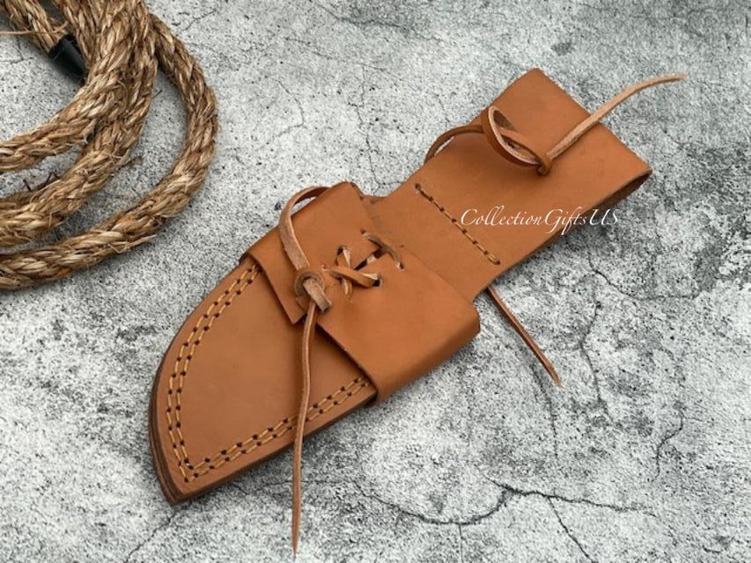 KNIFE SHEATH - Custom Handmade Genuine Soft Tan Leather Knife Sheath ...