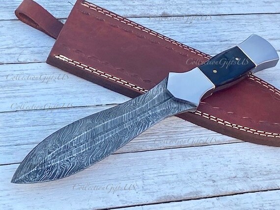 GLADIATOR Handmade Bull Horn Damascus Steel Dagger Knife | Etsy