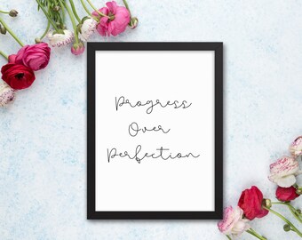 Progress Over Perfection Sign - Etsy