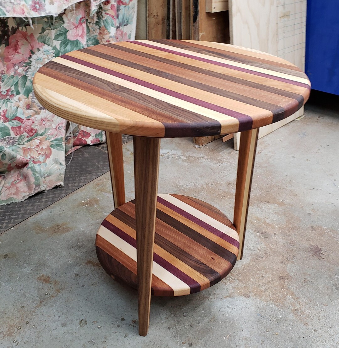 Mid-century Round Walnut Side Table, Modern Table, End Table, Round ...