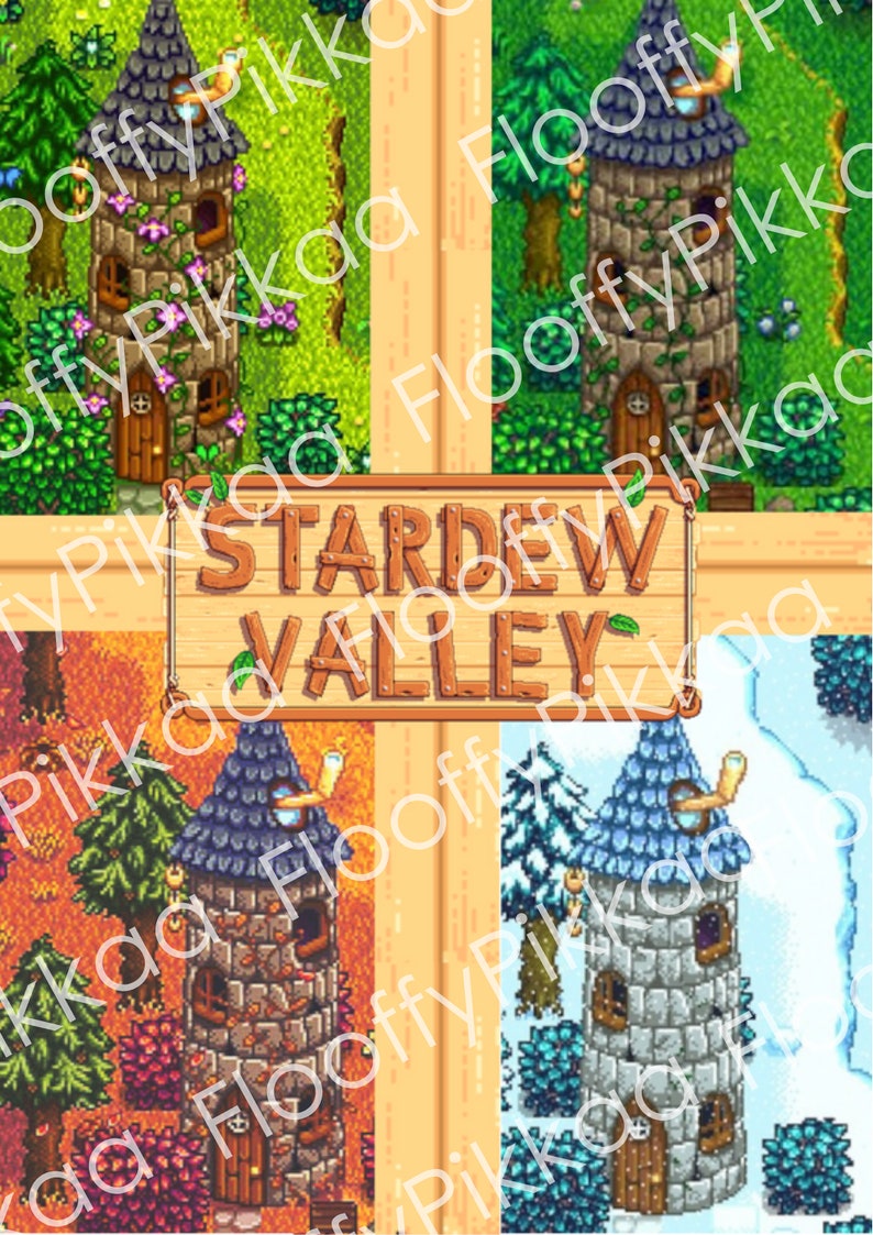 Stardew Valley Wizard's Tower 4 Seasons Cross Stitch Pattern 33cm X ...