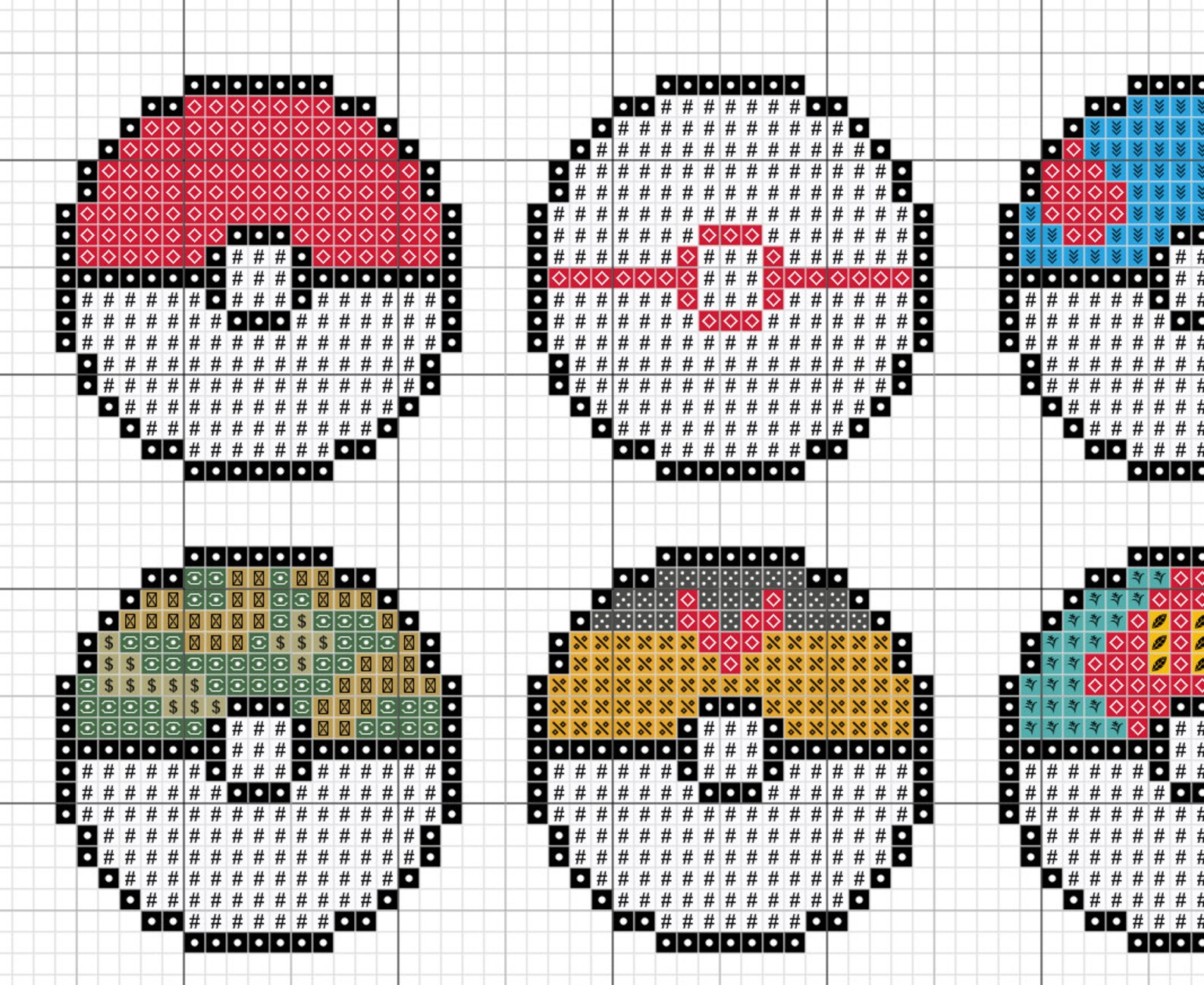 All 27 Pokeballs Cross Stitch PATTERN ONLY 21cm X 25cm - Etsy