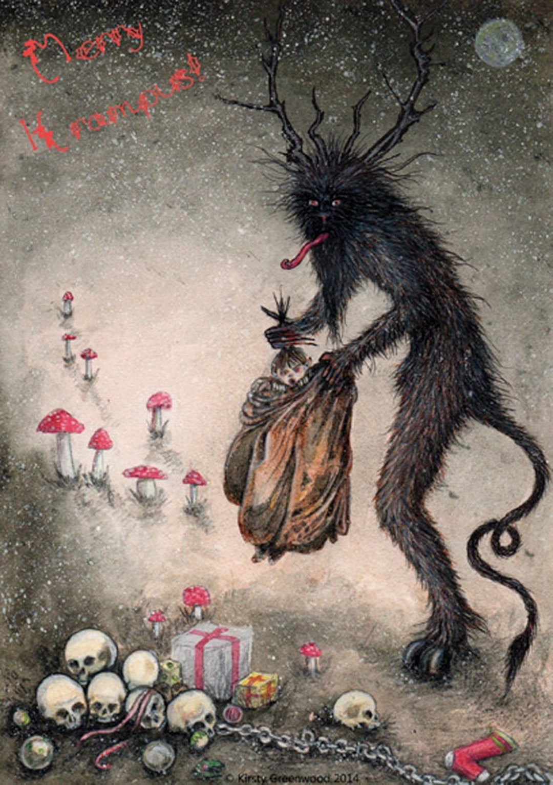 Krampus Illustration Print by Kirsty Greenwood - Etsy