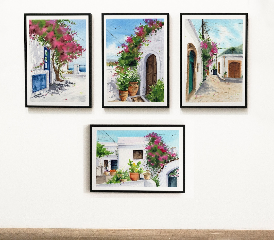 Mediterranean Postcards in Watercolor, Pack of 4 Postcards Themed With ...