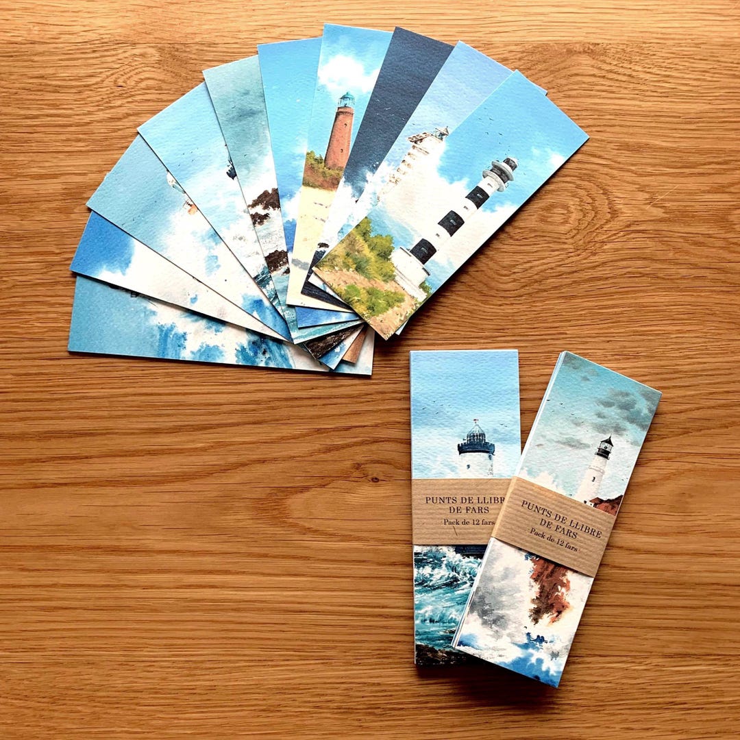 Lighthouse Bookmarks, Watercolor Bookmarks, Pack of 12 Bookmarks ...