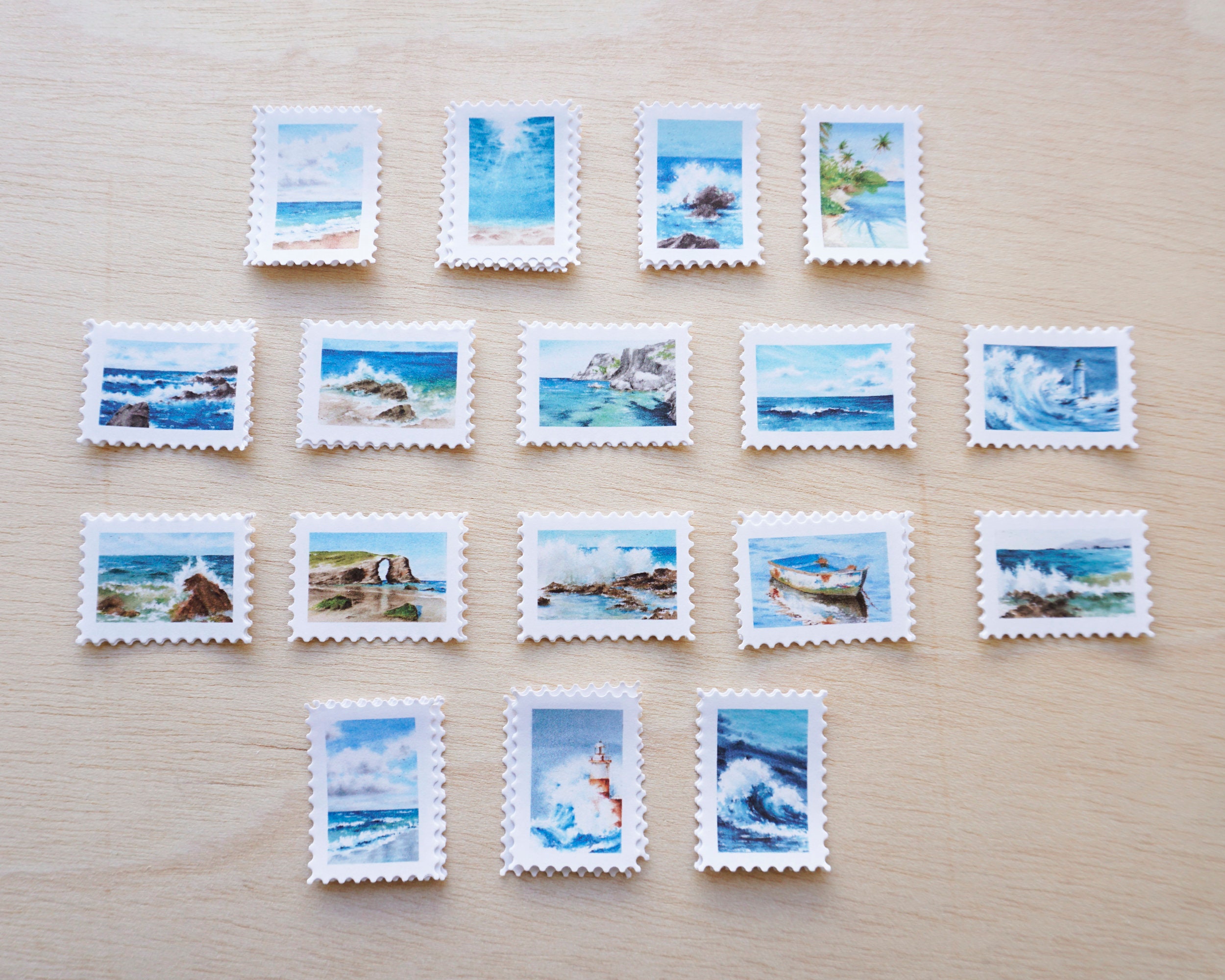 Original Stamps With Watercolor Landscape, Handmade, - Etsy