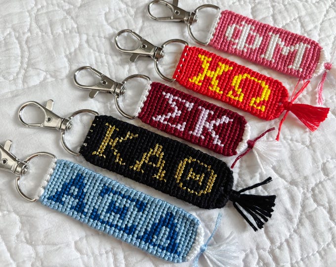 Custom Sorority / Fraternity Greek Letter Friendship Bracelet Keychain ...
